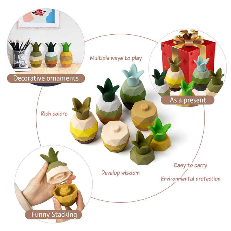 Silicone Toys Stacking Blocks & Shape Sorter Puzzle for Baby 6-12 ...