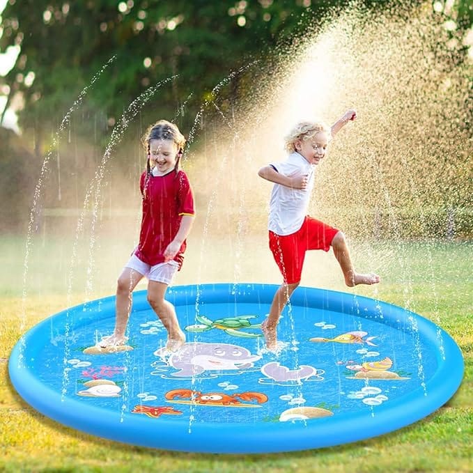 Inflatable Splash Pad with Water Spray - Water Games for Fun Days