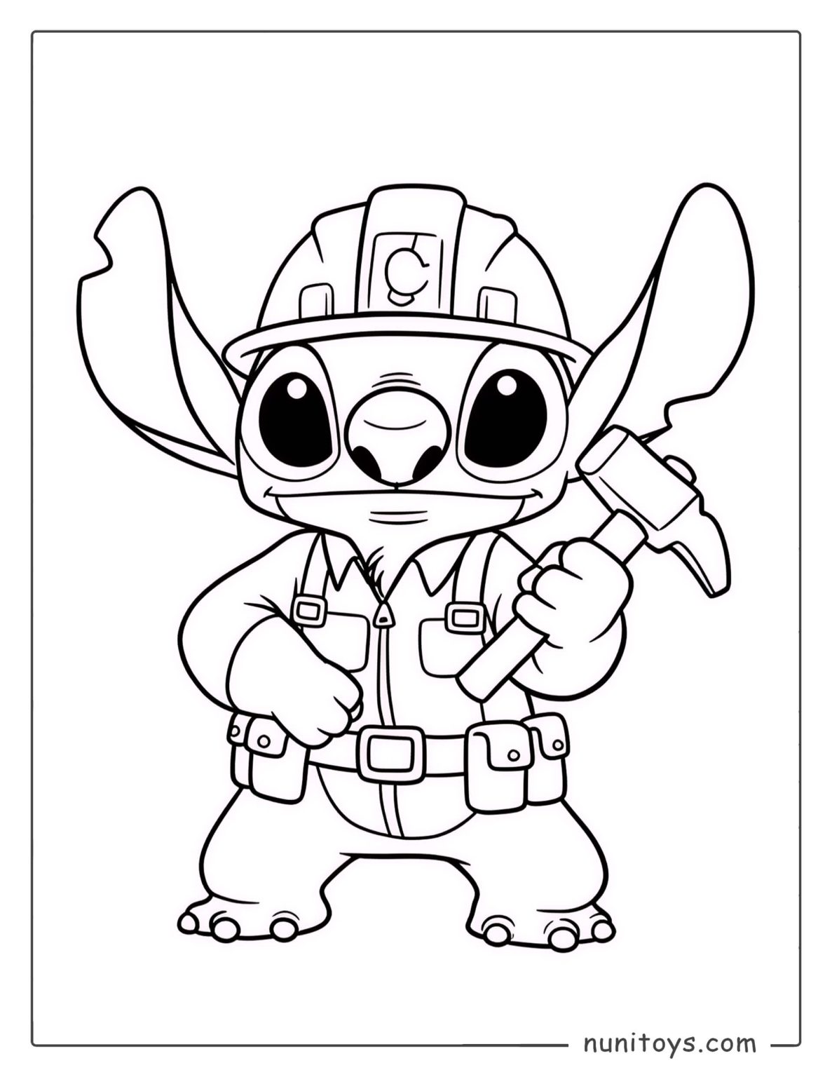 Cute Stitch construction worker holding a hammer - nunitoys