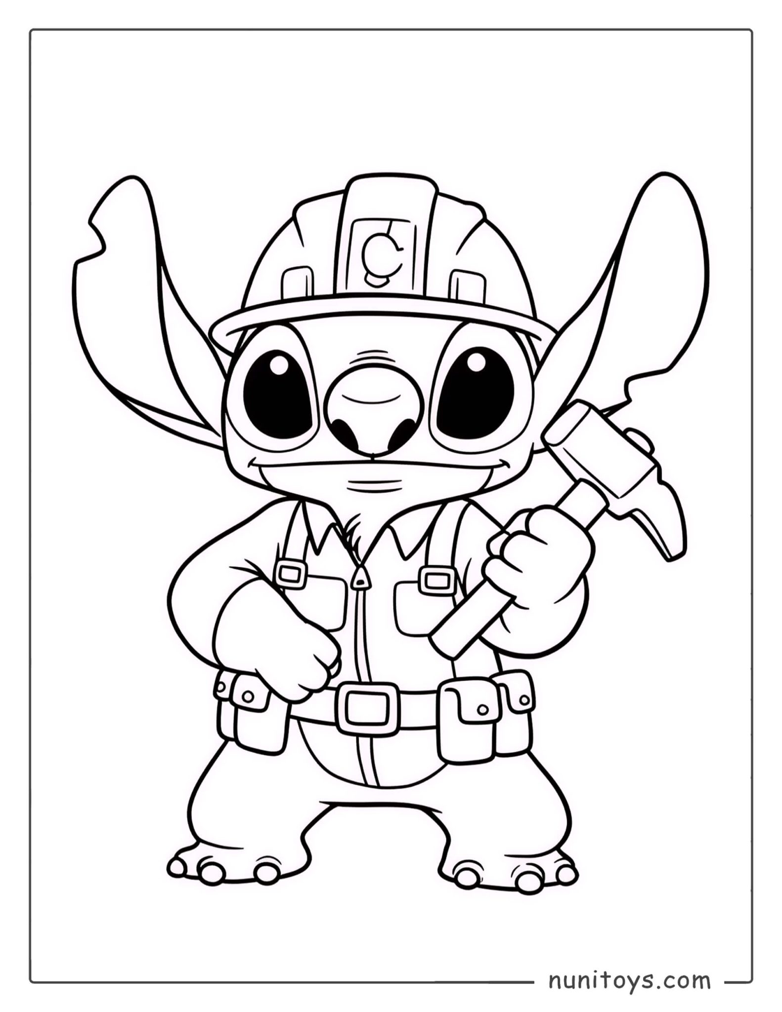 Cute Stitch construction worker holding a hammer - nunitoys