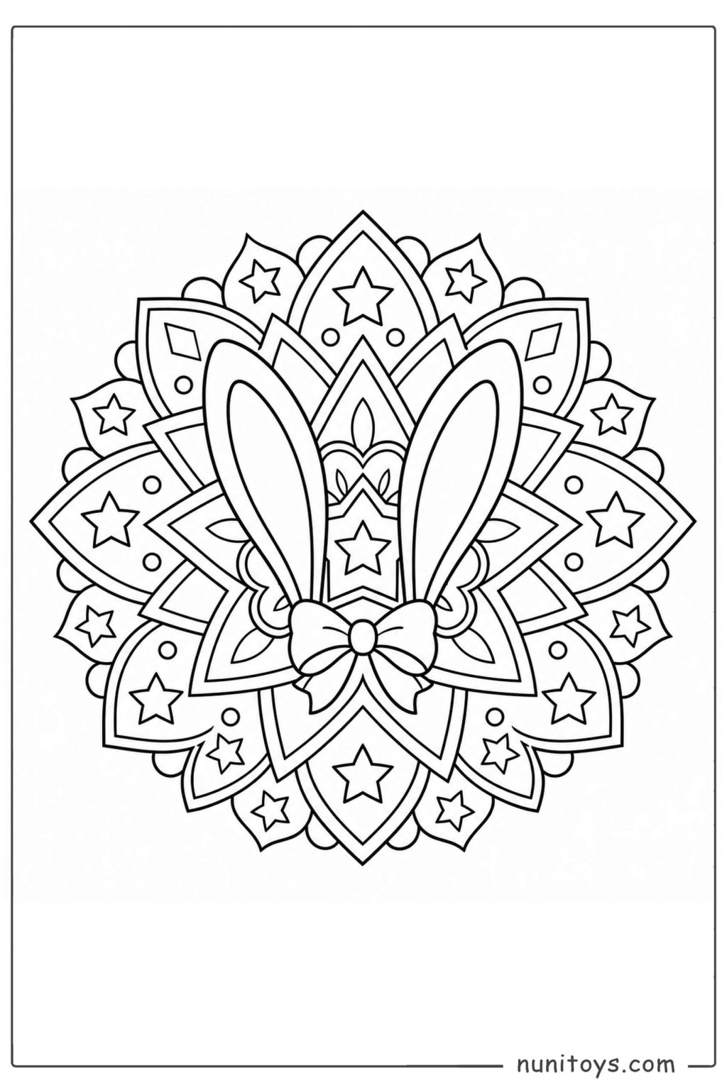 Bunny Ears Bow Mandala Coloring Page - Free PDF
