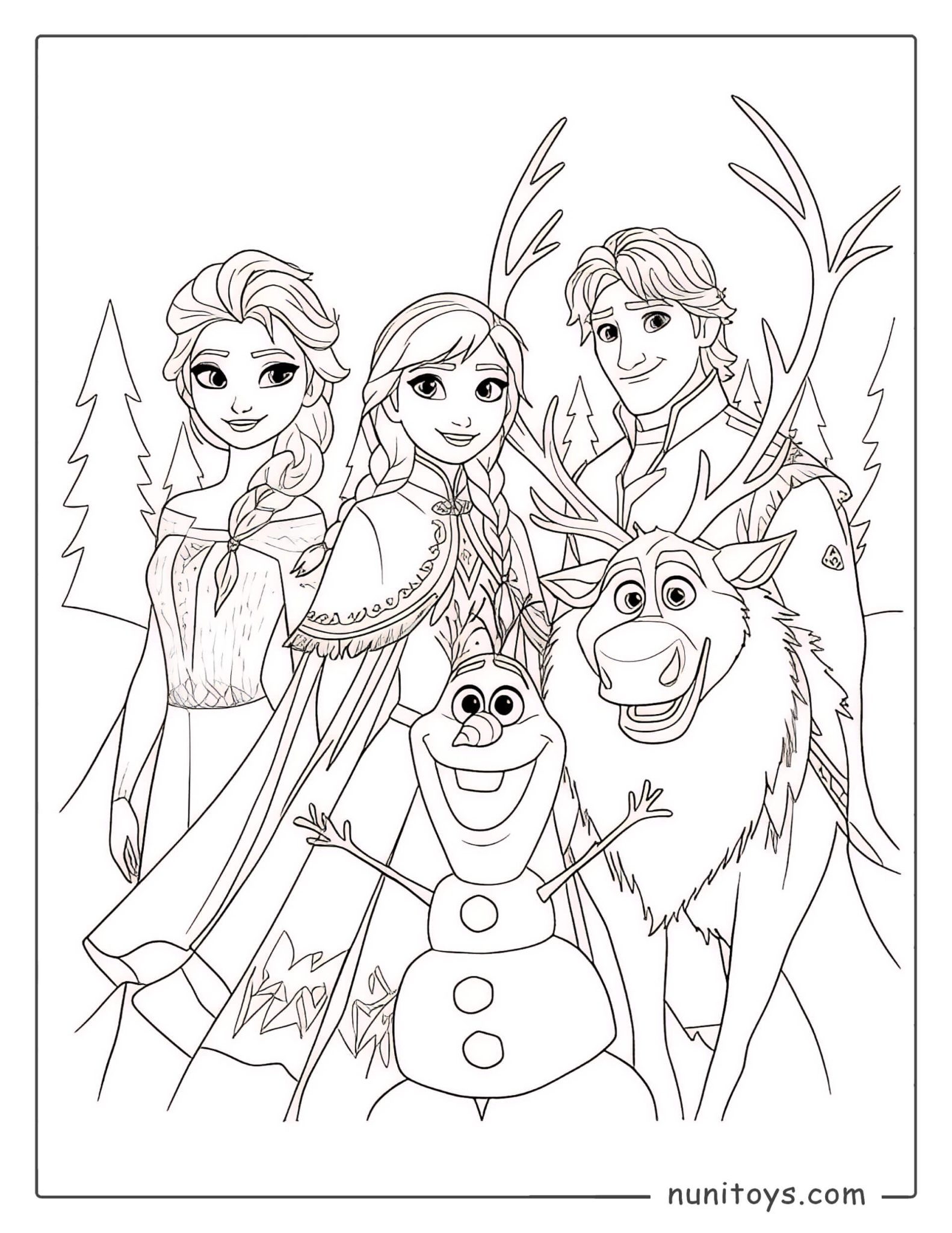 Frozen Winter Forest Coloring Page - Free Download PDF