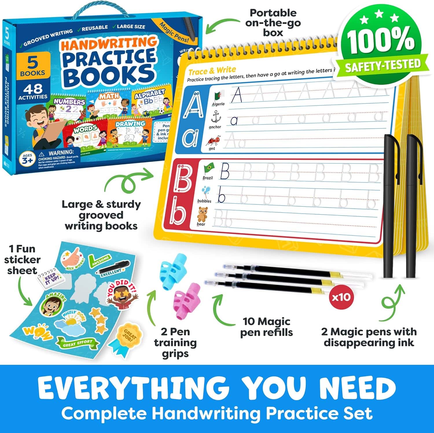 Magic Grooved Handwriting Practice Books for Kids Ages 3–7 – Reusable ...