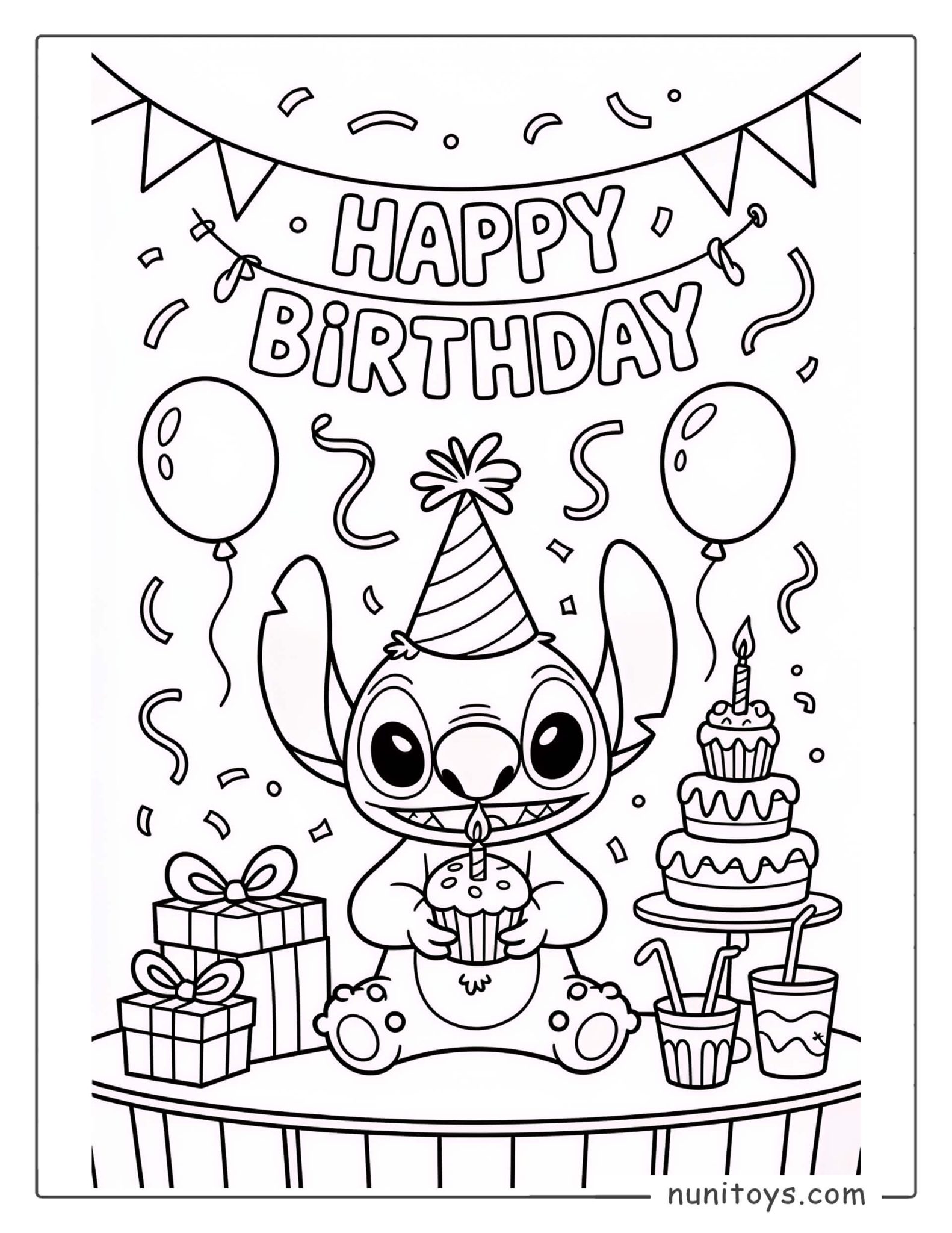 Stitch Birthday Coloring Pages - Nunitoys