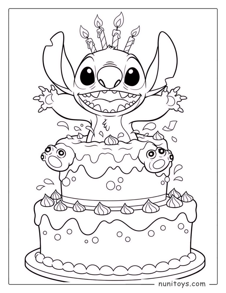 Stitch Birthday Coloring Pages - Nunitoys