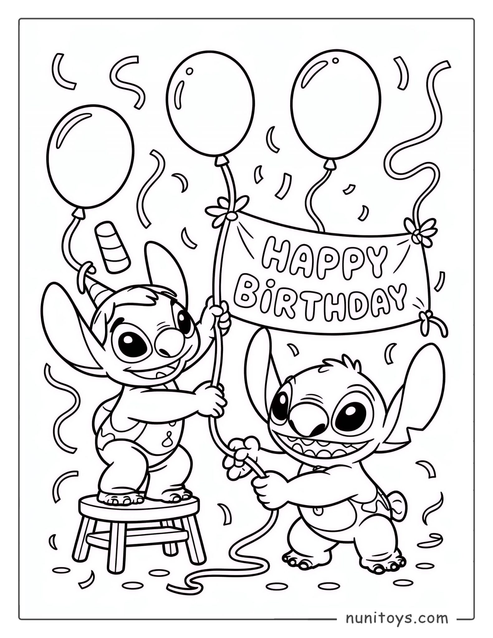 Stitch Birthday Coloring Pages - Nunitoys