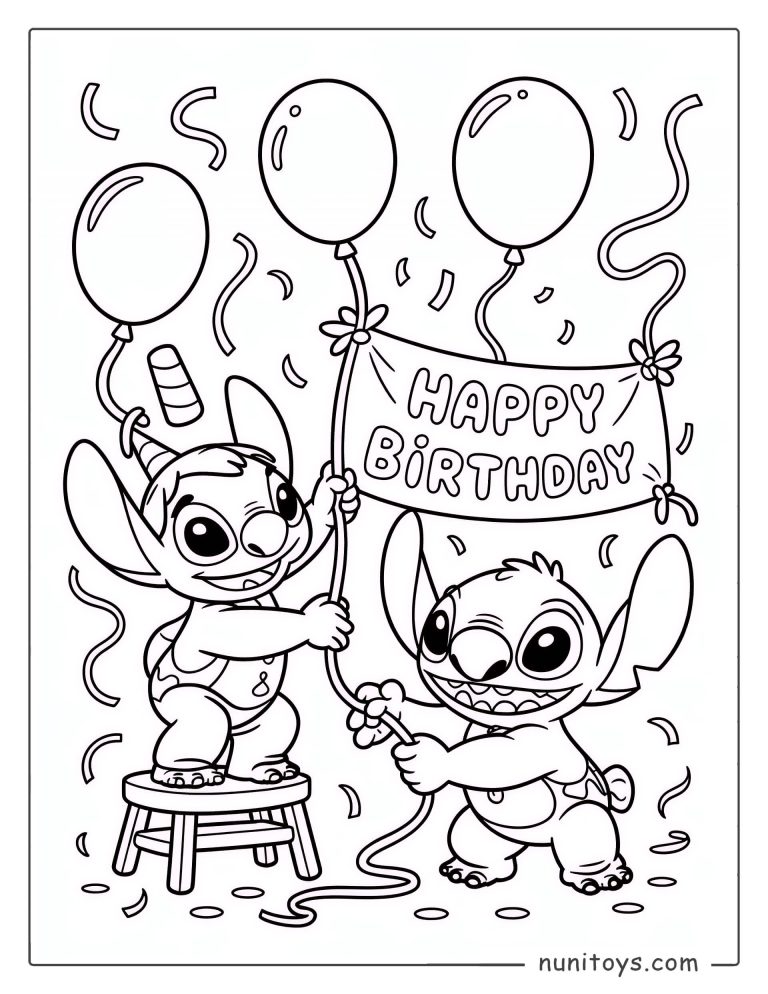 Stitch Birthday Coloring Pages - Nunitoys