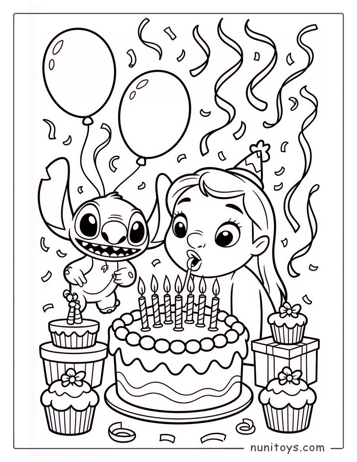 Stitch Birthday Coloring Pages - Nunitoys