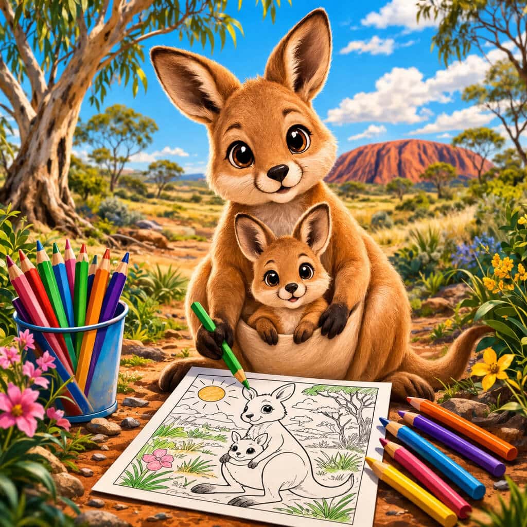 Free Printable Cute Kangaroo Coloring Pages for Kids - Nunitoys