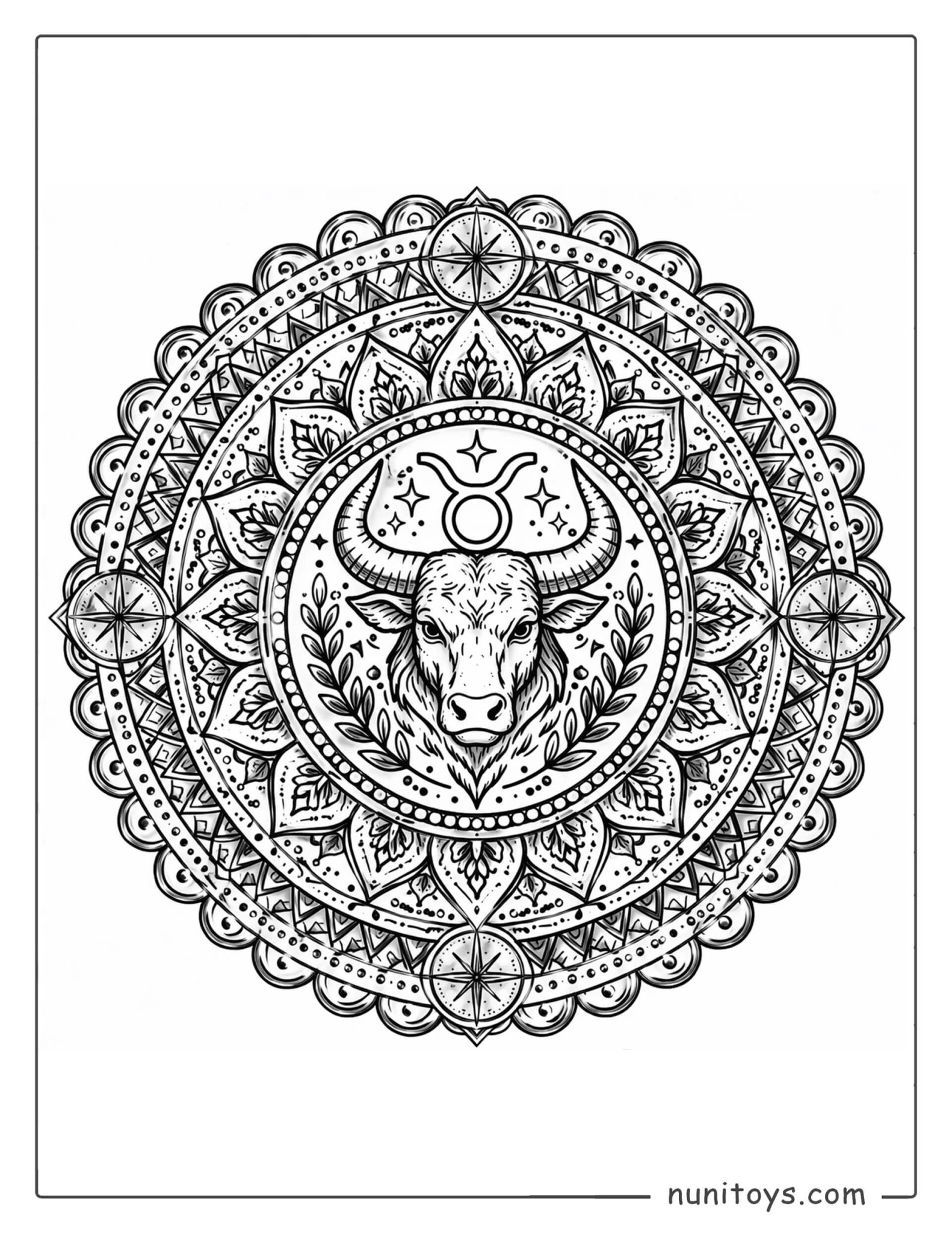 Taurus Mandala Coloring Pages – Free Printable Zodiac PDF - nunitoys
