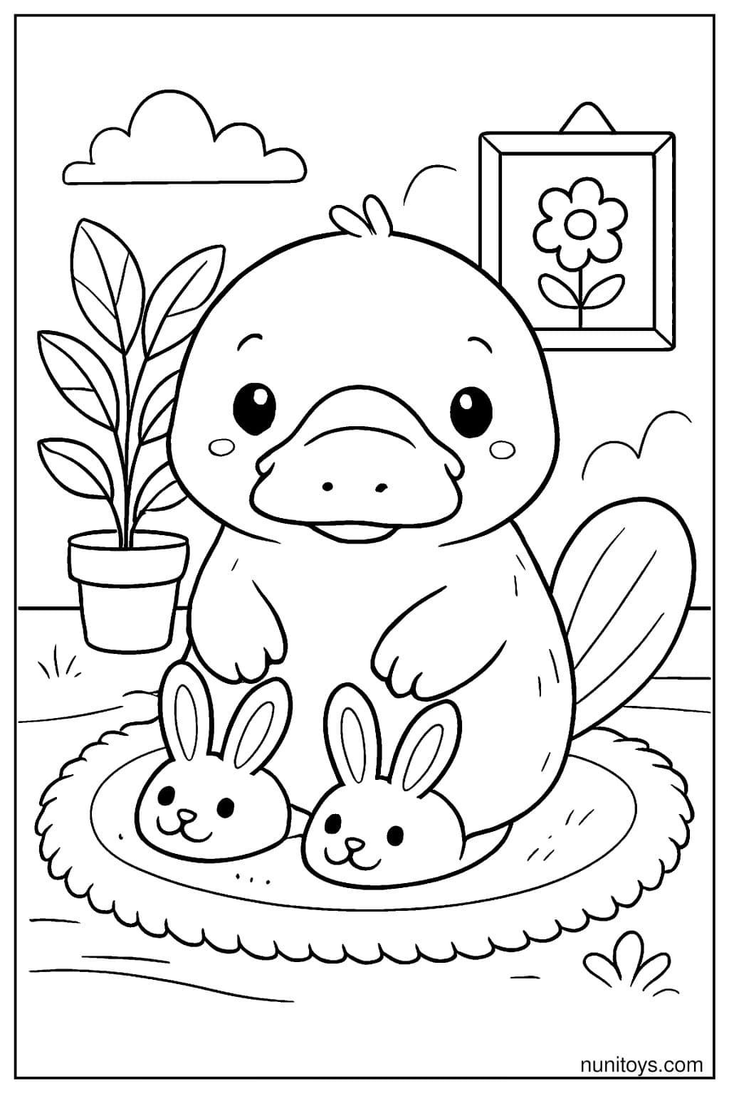 Cozy Platypus Coloring Page - Free PDF