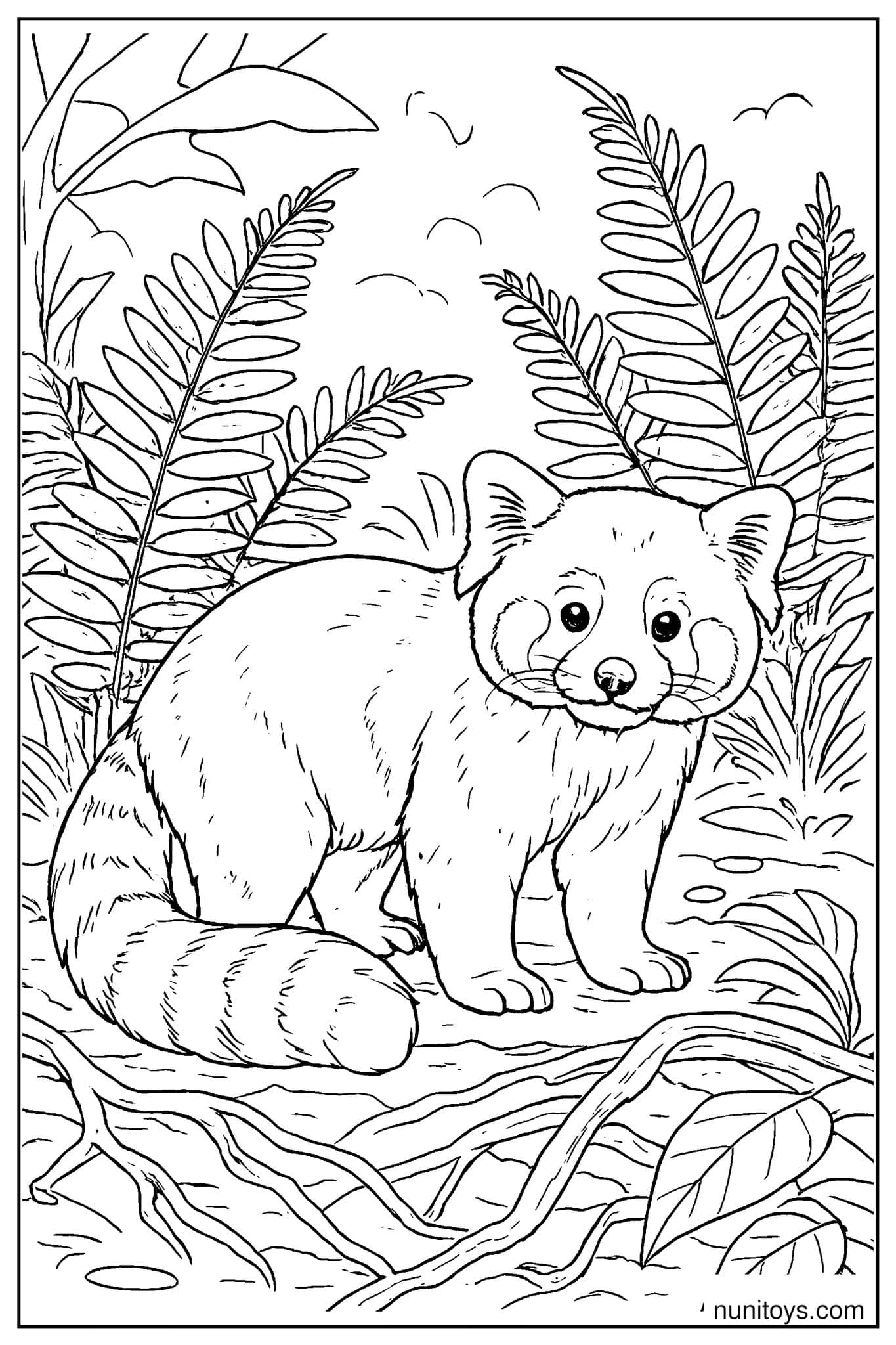 Woodland Red Panda Coloring Page - Free PDF